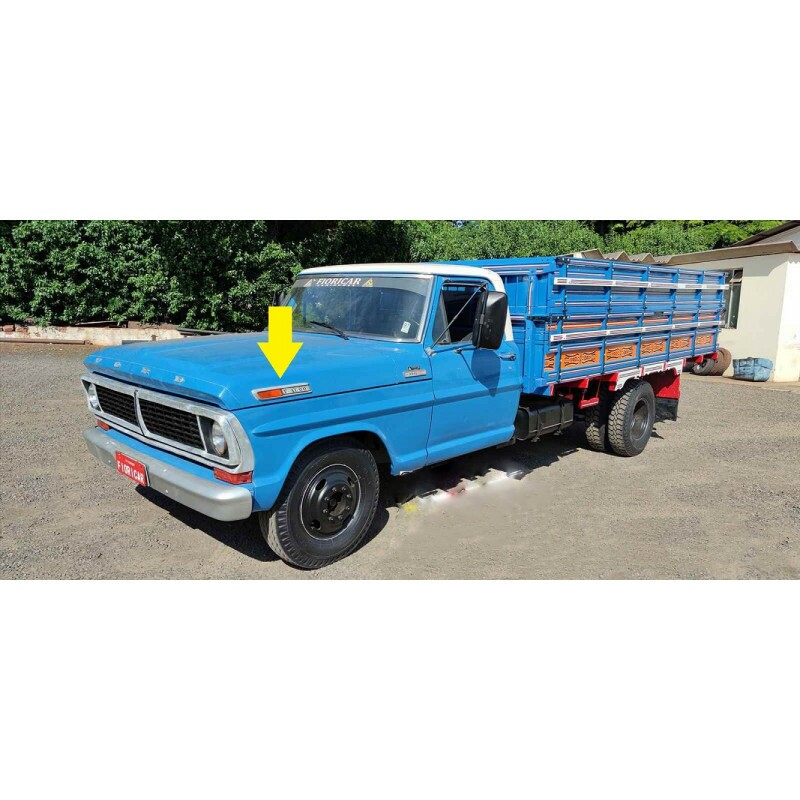 Emblema Lateral Capô Caminhão Ford F-4000 1975 a 1980 Original Usado - Par